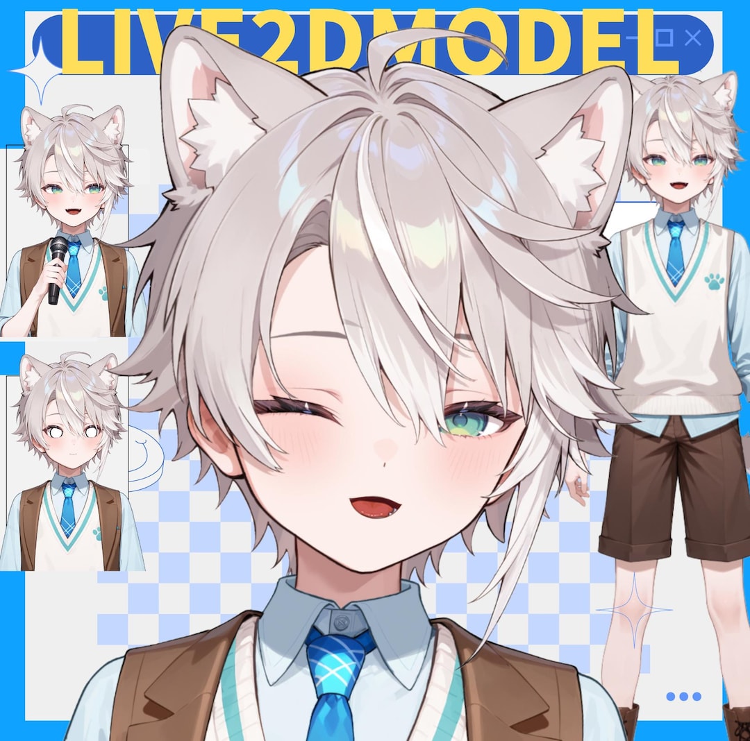 Live2d Model: Puppy Schoolboy With Dog Ears – Vtuber Model FULLY RIGGED - Ready to Use! Launcher ...