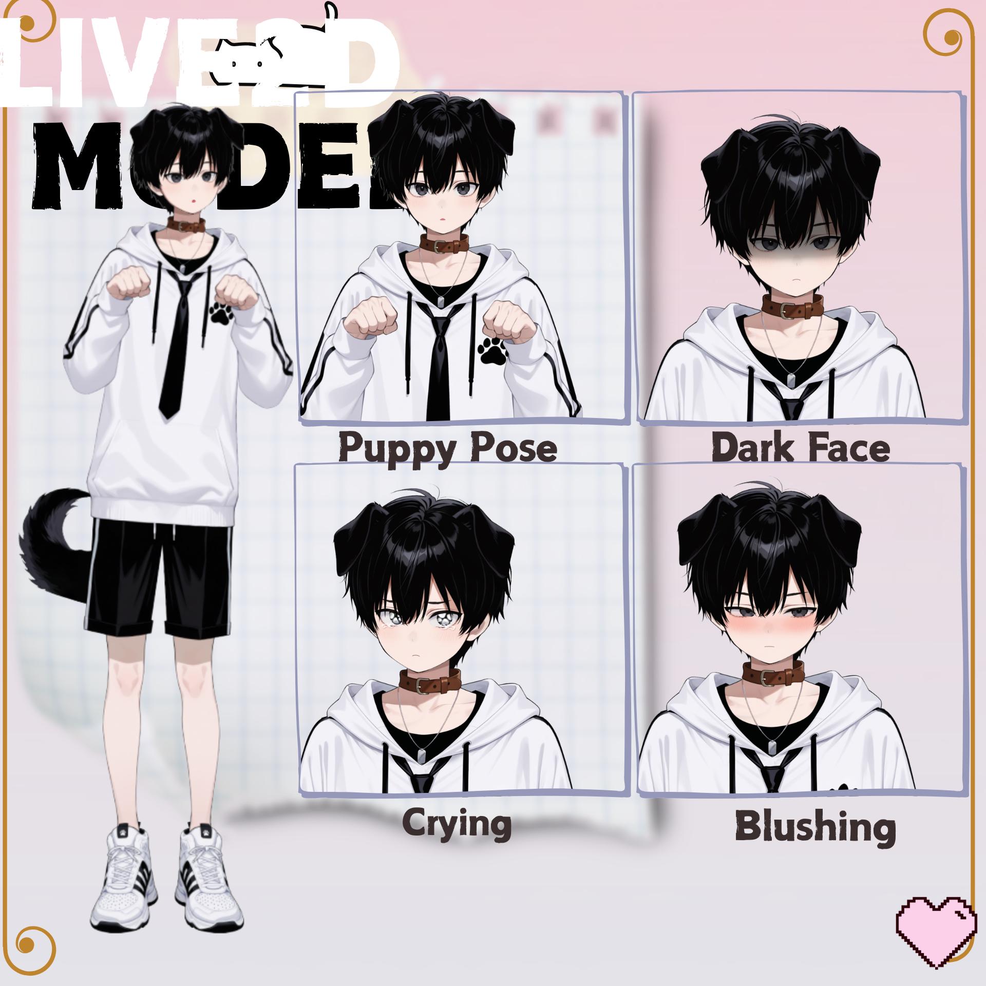Live2d Model: Black-haired Puppy Boy – Vtuber Model FULLY RIGGED ...