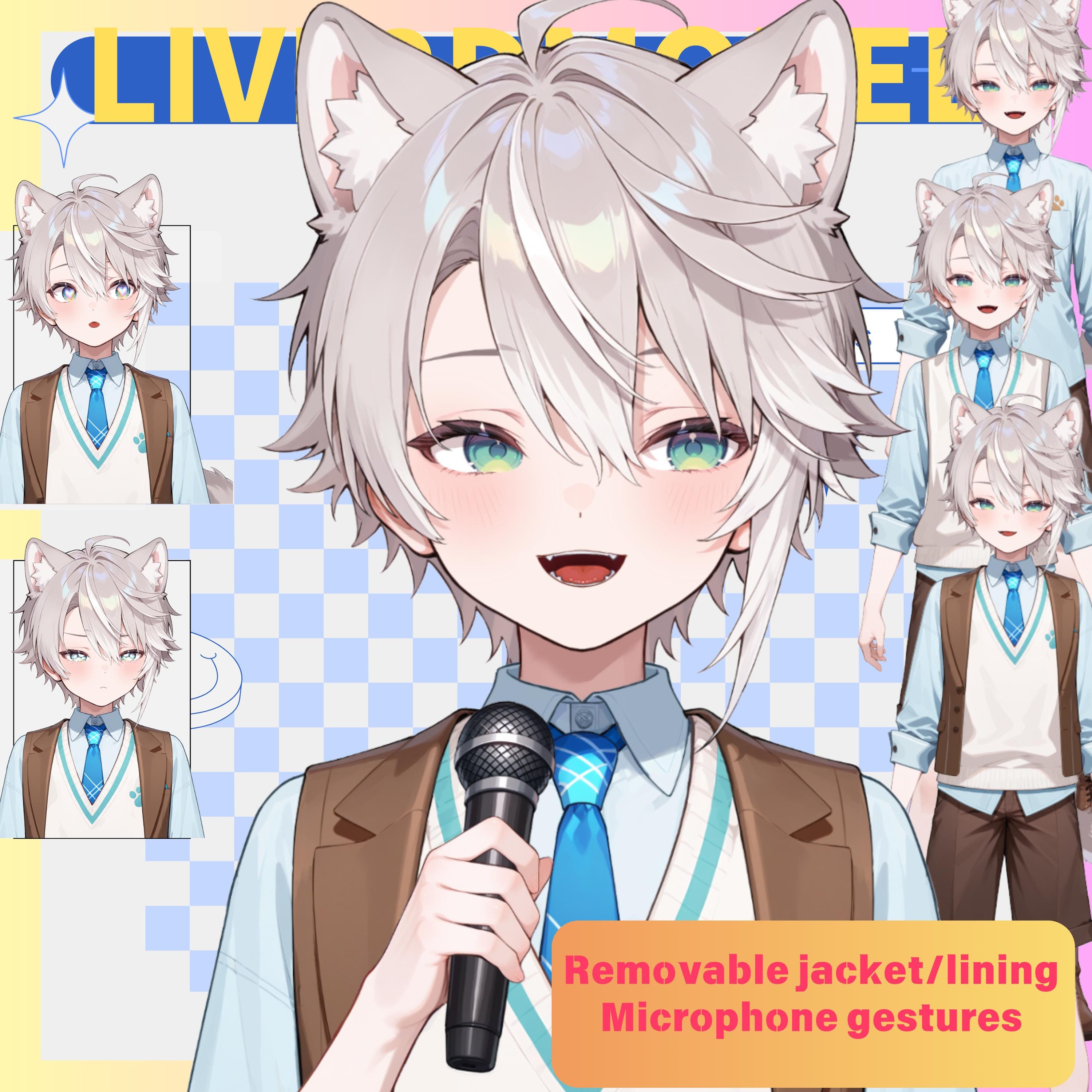 Live2d Model: Puppy Schoolboy With Dog Ears – Vtuber Model FULLY RIGGED - Ready to Use! Launcher ...