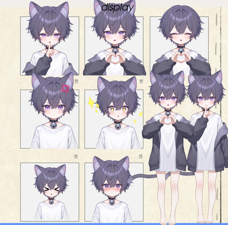 Live2d Model: Neko Purple Cat Boy – Vtuber Model FULLY RIGGED - Ready ...
