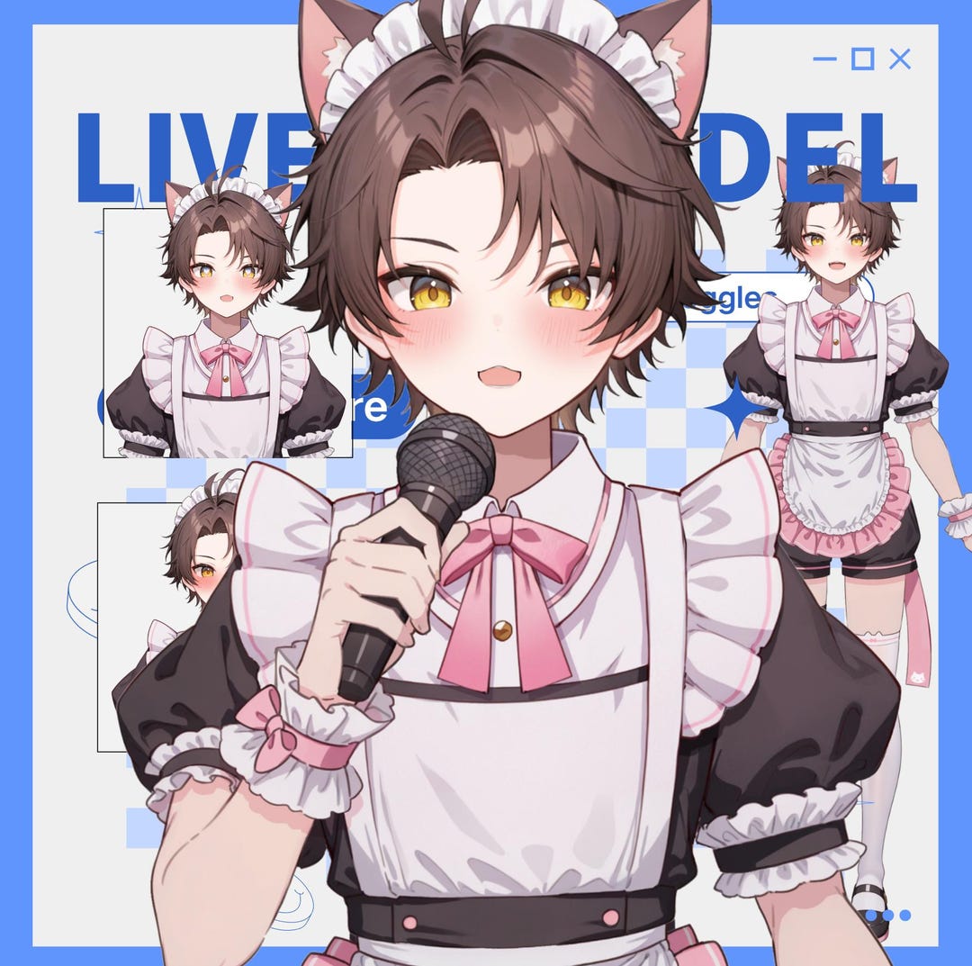 Live2d Model: Mimi Cat-eared Femboy Maid - Vtuber Model FULLY RIGGED ...