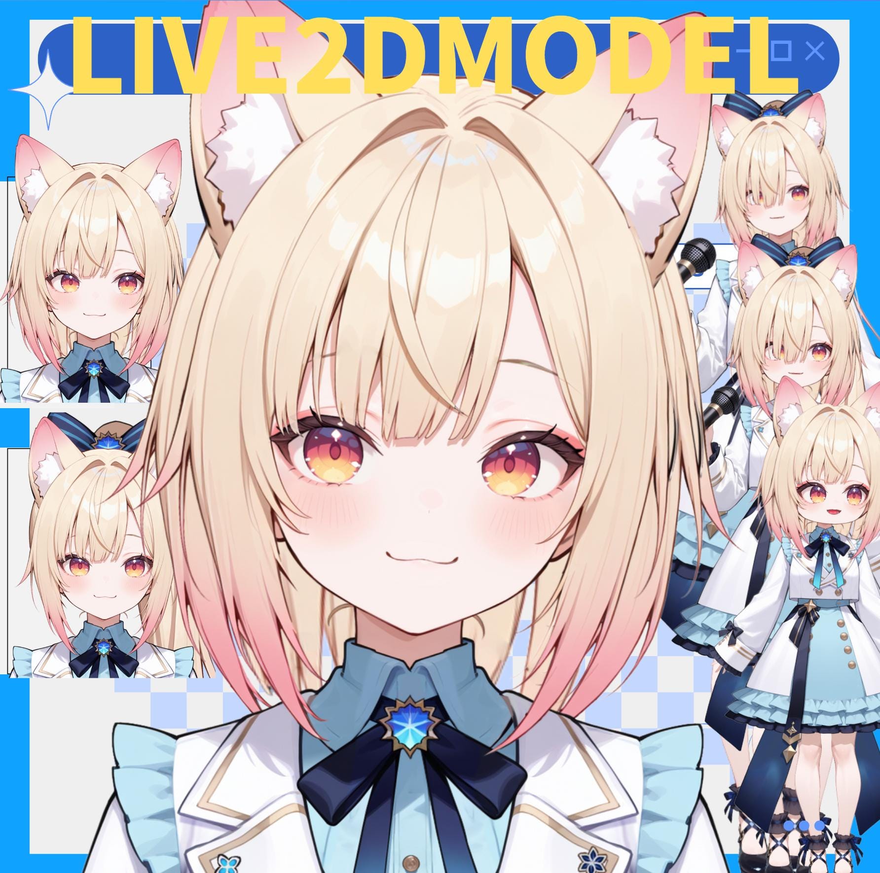 Live2d Model: Cat-eared Idol Girl – Vtuber Model FULLY RIGGED - Ready ...