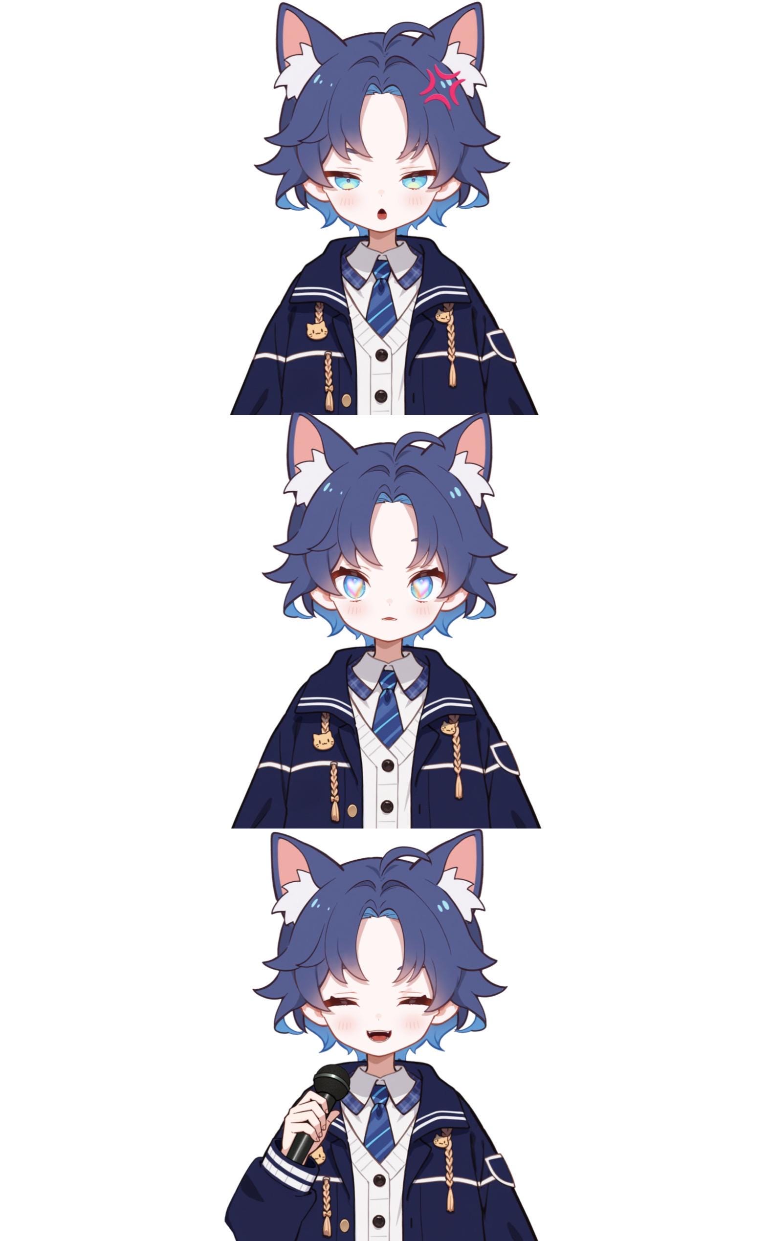 Live2d Model: Blue Cat Boy –vtuber Model FULLY RIGGED - Ready to Use ...