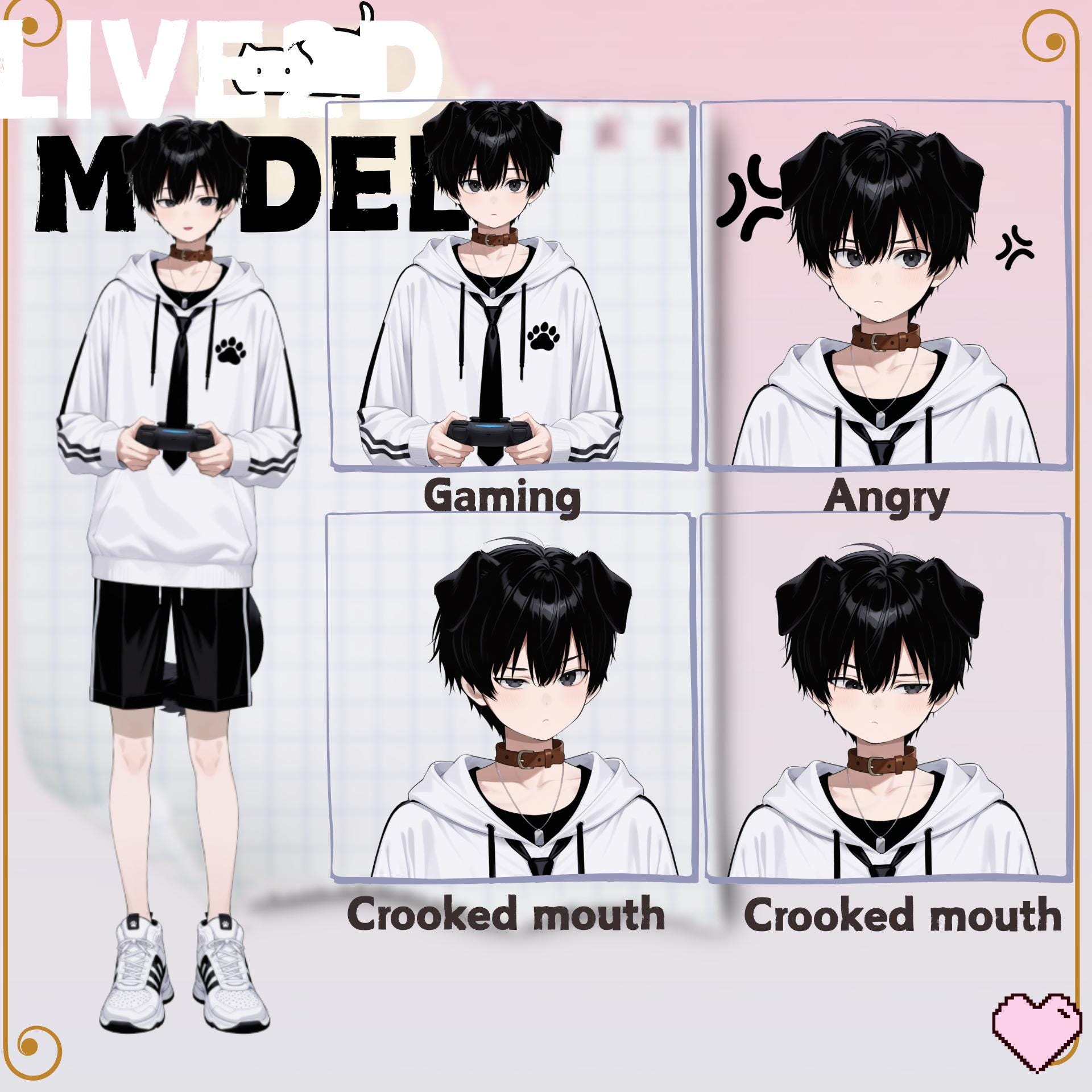 Live2d Model: Black-haired Puppy Boy – Vtuber Model FULLY RIGGED ...
