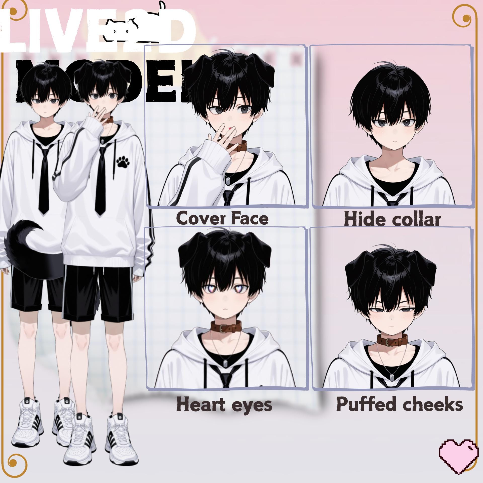 Live2d Model: Black-haired Puppy Boy – Vtuber Model FULLY RIGGED ...