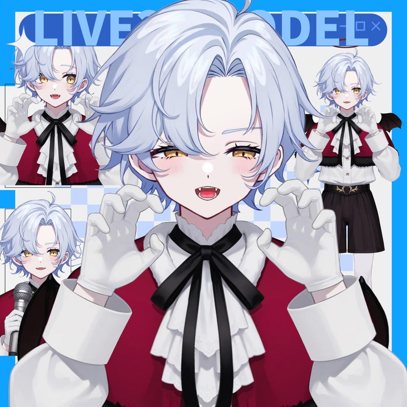 Live2d Model: White Hair Angel Boy Halloween Edition Vampire – Vtuber ...