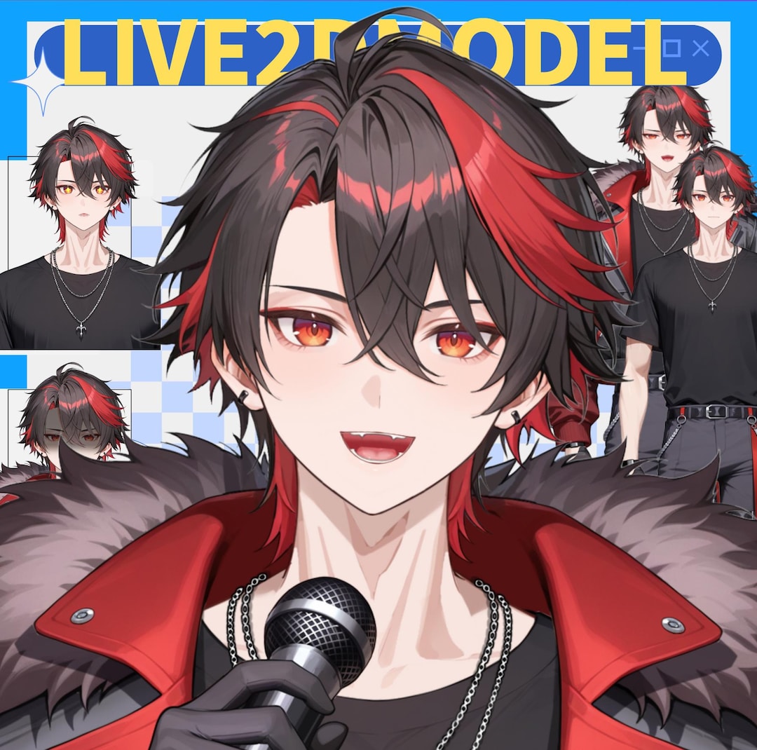 Live2d Model: Cool Black-haired Street Rock Idol Man – Vtuber Model ...