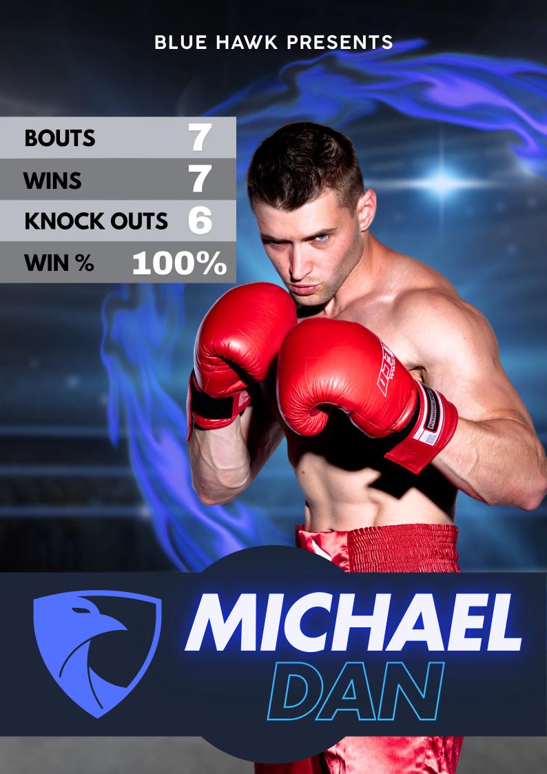 Boxing Match Portrait Canva Template Customizable Digital Boxing ...