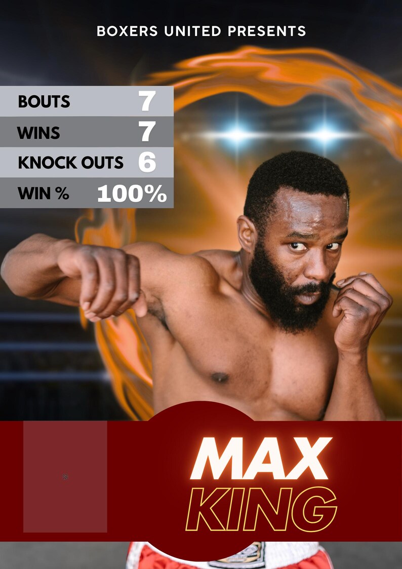 Boxing Match Portrait Canva Template Customizable Digital Boxing ...