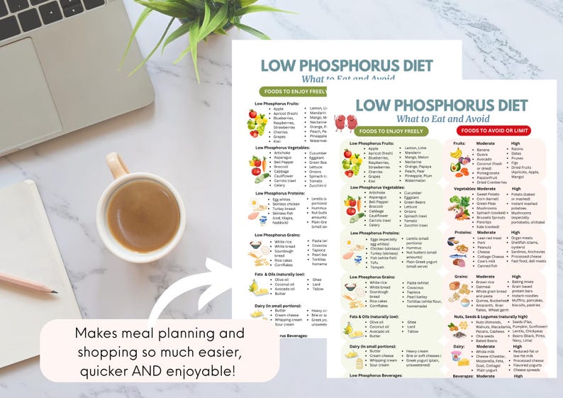 Low Phosphorus Diet Guide: Kidney-friendly Food List (PDF Printable ...