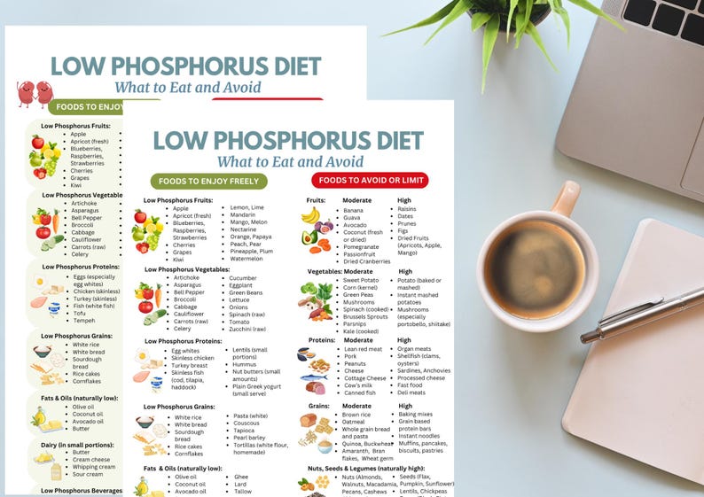 Low Phosphorus Diet Guide: Kidney-friendly Food List (PDF Printable ...