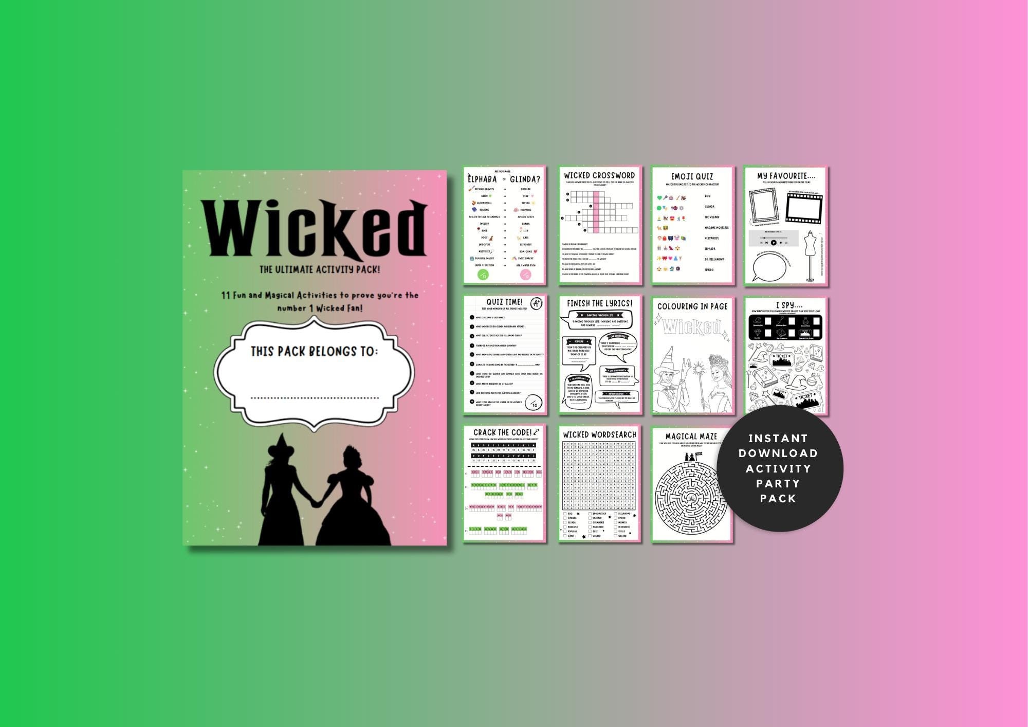 Wicked Film Musical Inspired Printable Activity Sheet | Party Pack ...