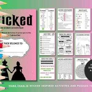 Wicked Film Musical Inspired Printable Activity Sheet | Party Pack ...
