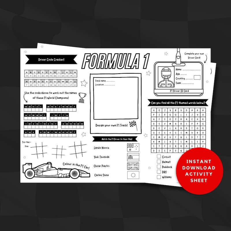 F1 Activity Book - Etsy UK