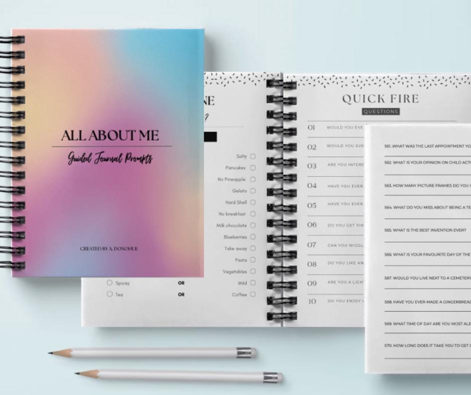 1200 Guided Journal Prompts: All About Me - Etsy