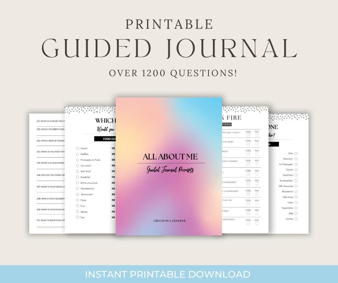 1200 Guided Journal Prompts: All About Me - Etsy