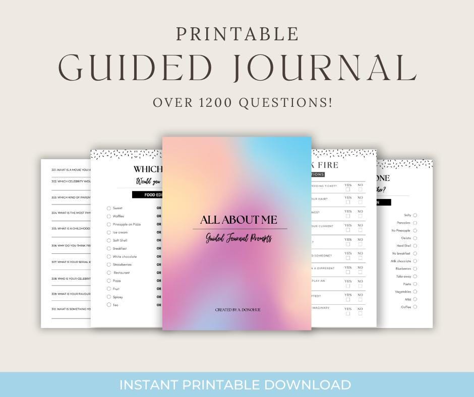 1200 Guided Journal Prompts: All About Me - Etsy