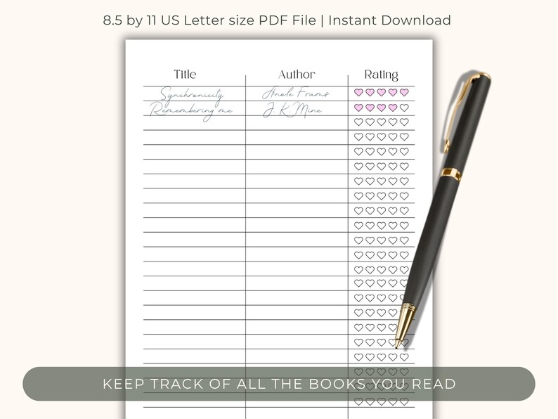 Printable Reading Log Tracker Book Tracker Clean Dotted Design PDF ...