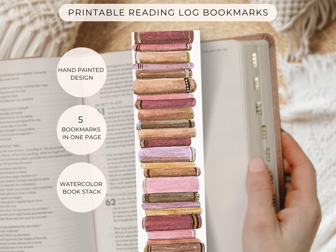 Hand Painted Printable Reading Log | Bookmarks Design | Instant ...