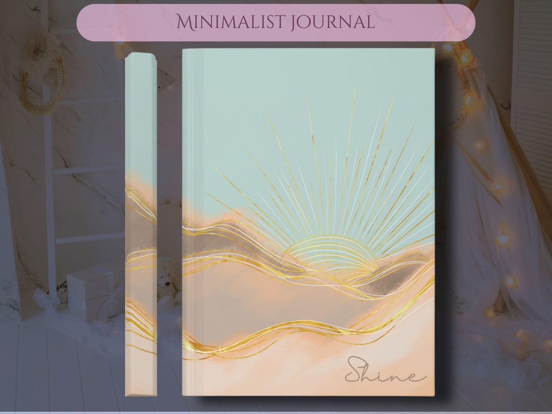 Gold Sand Minimalist Journal, Fine Lines Beige Shine Hardcover Notebook ...