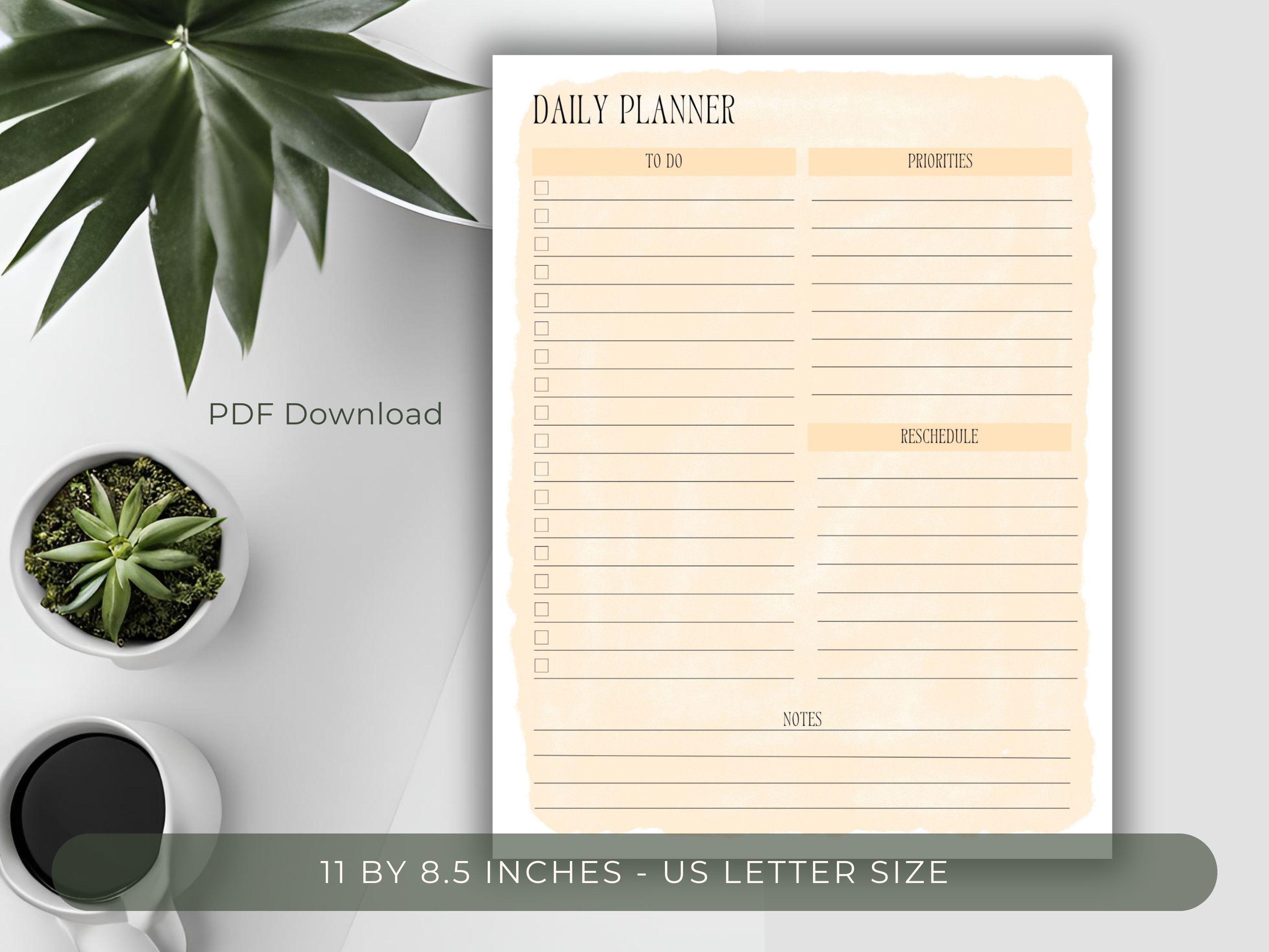 Printable Daily Planner & Task Organizer 3 Pages Pack PDF | US Letter ...