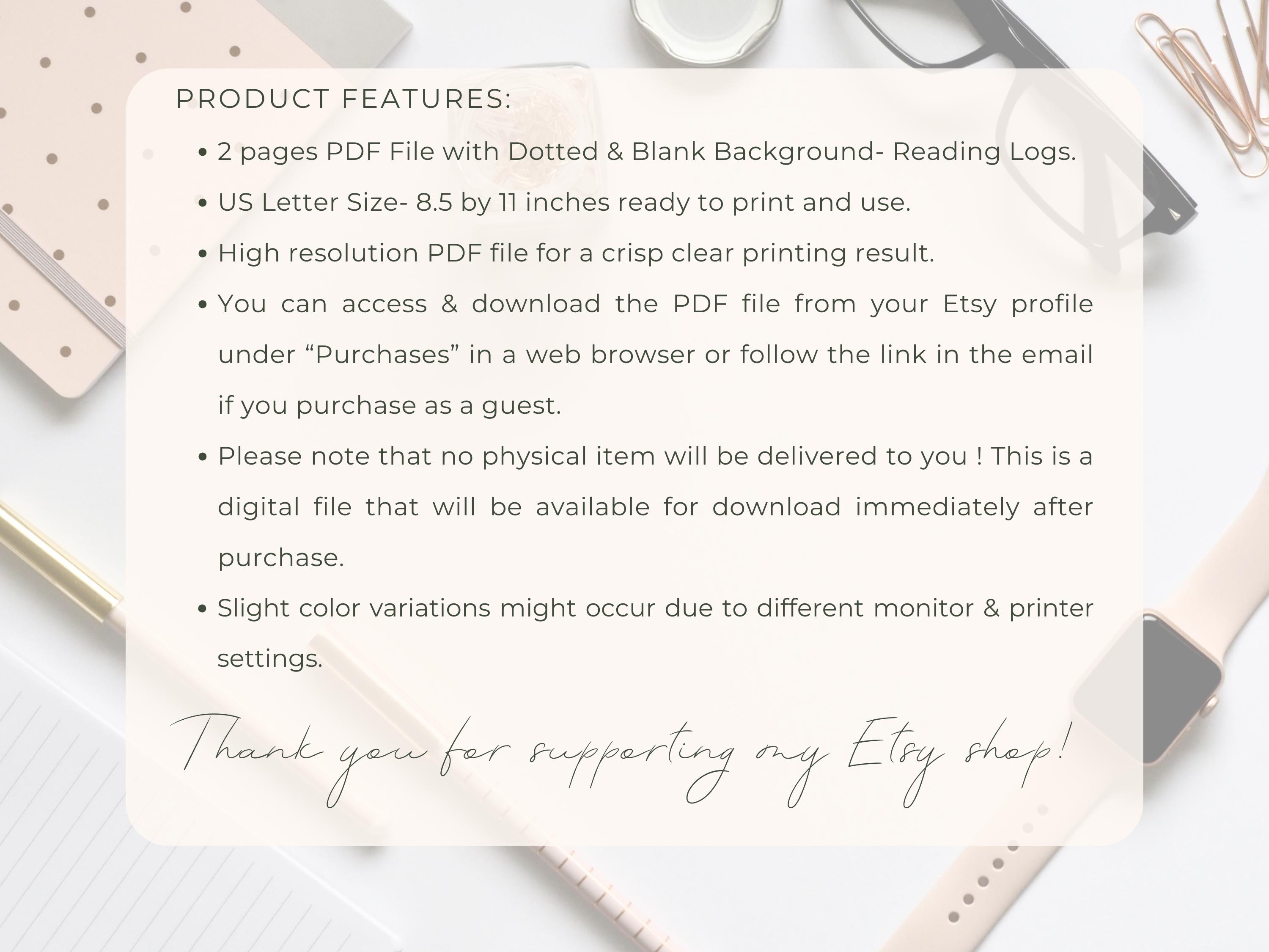 Printable Reading Log Tracker Book Tracker Clean Dotted Design PDF ...