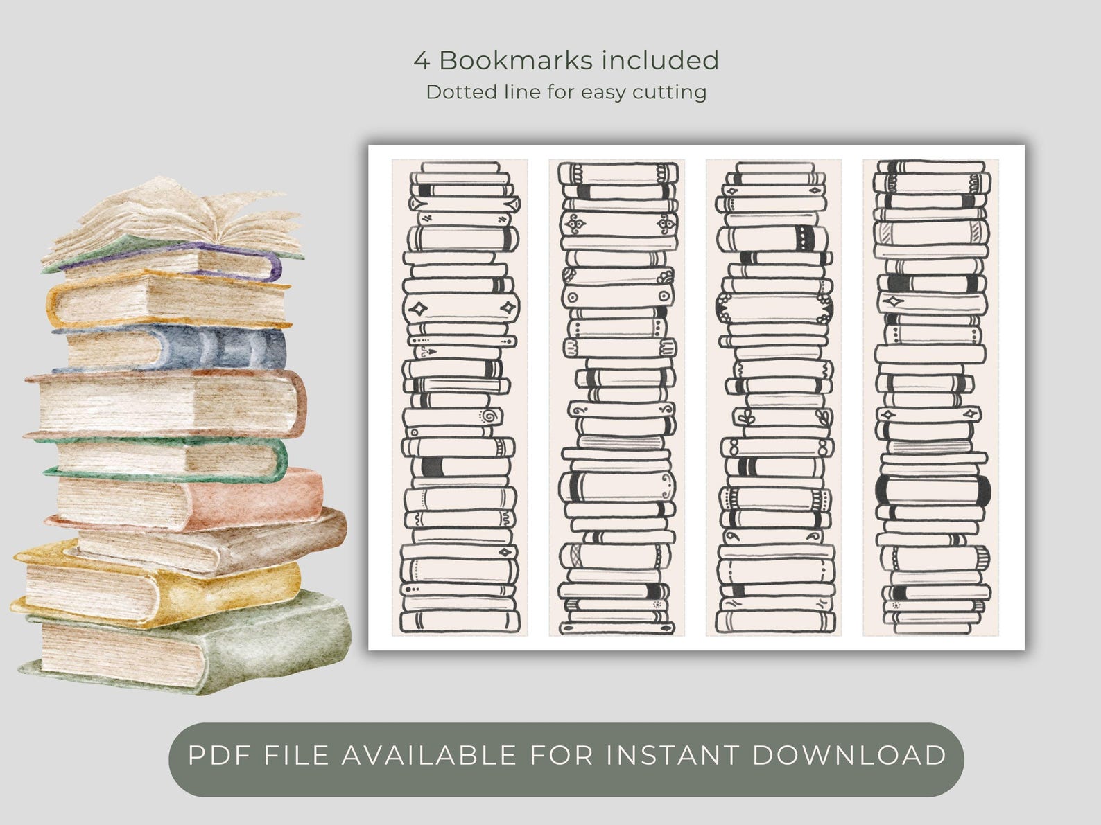 Book Reading Tracker Colorable Printable Bookmarks | 4 Designs - 1 PDF ...