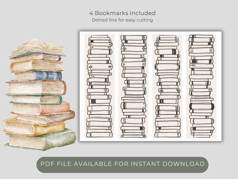 Book Reading Tracker Colorable Printable Bookmarks | 4 Designs - 1 PDF ...