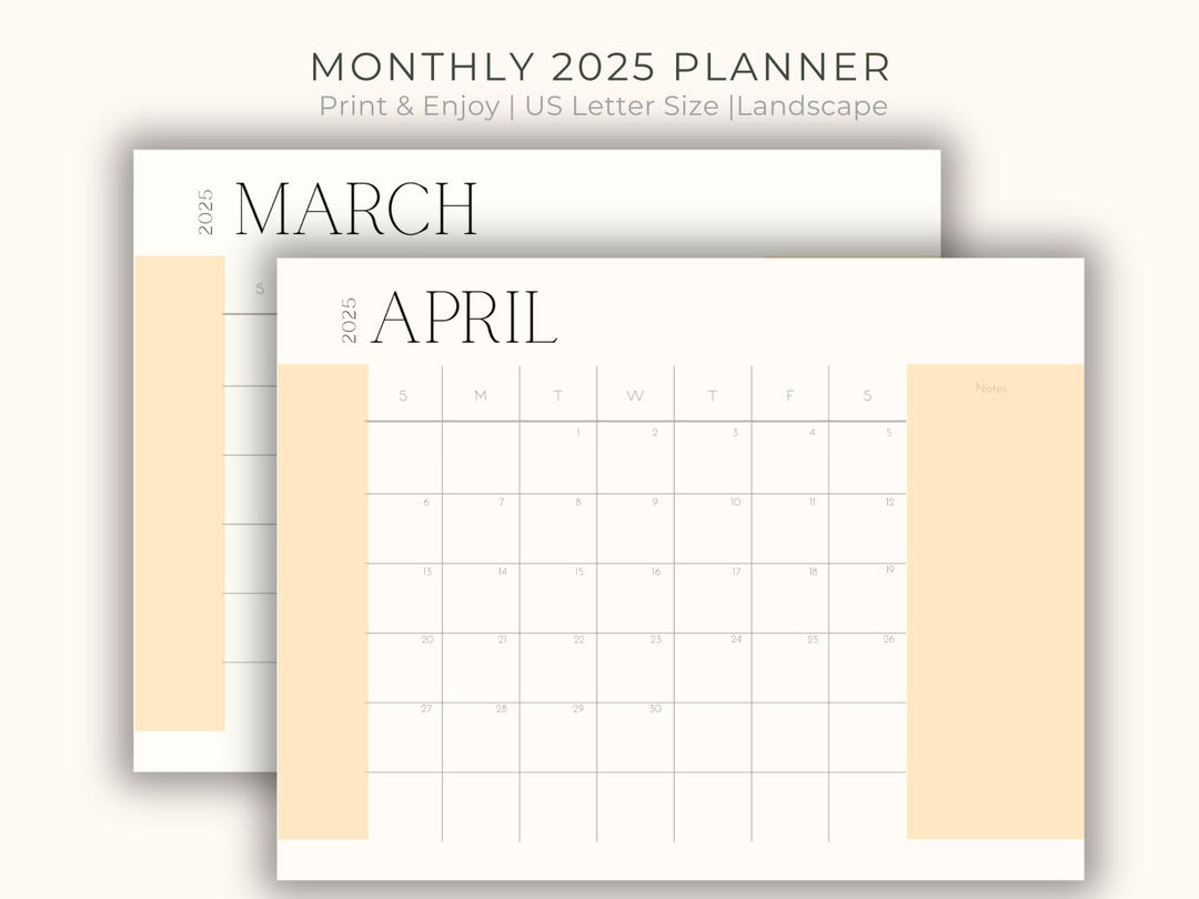 Printable Calendar 2025, Monthly Planner, 12 Pages PDF US Letter ...