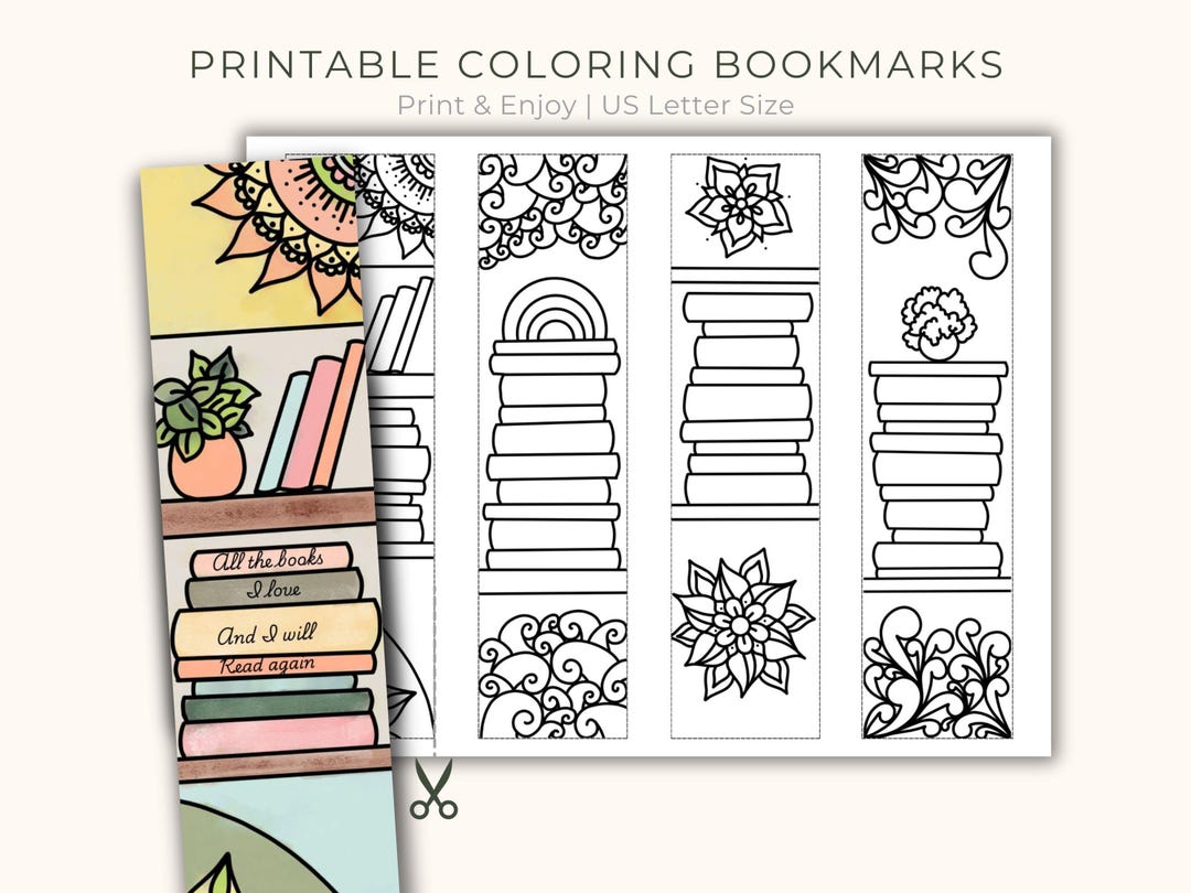 Reading Tracker Coloring Bookmark 4 Printable Bookmarks Digital ...