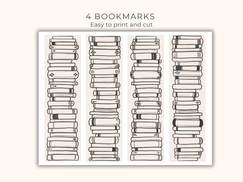 Book Reading Tracker Colorable Printable Bookmarks | 4 Designs - 1 PDF ...