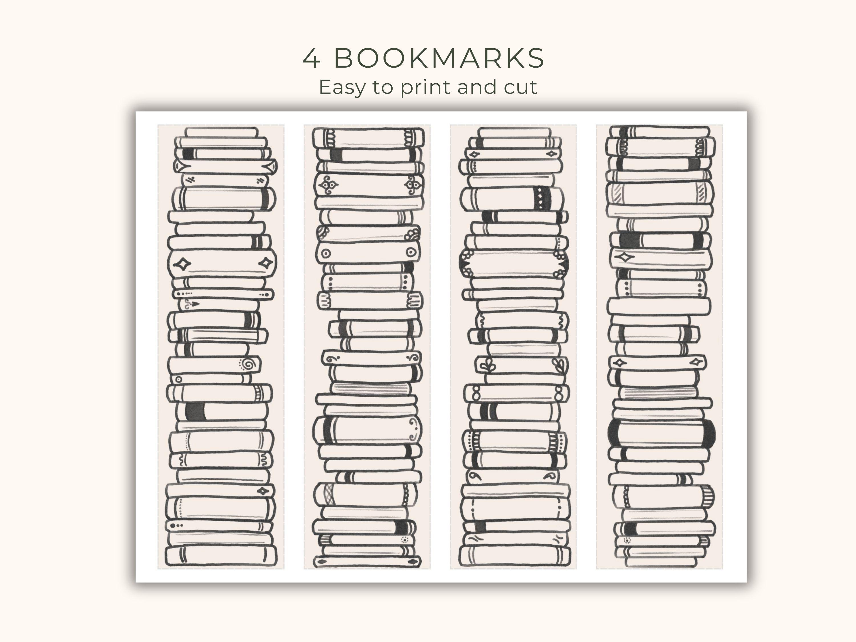 Book Reading Tracker Colorable Printable Bookmarks | 4 Designs - 1 PDF ...