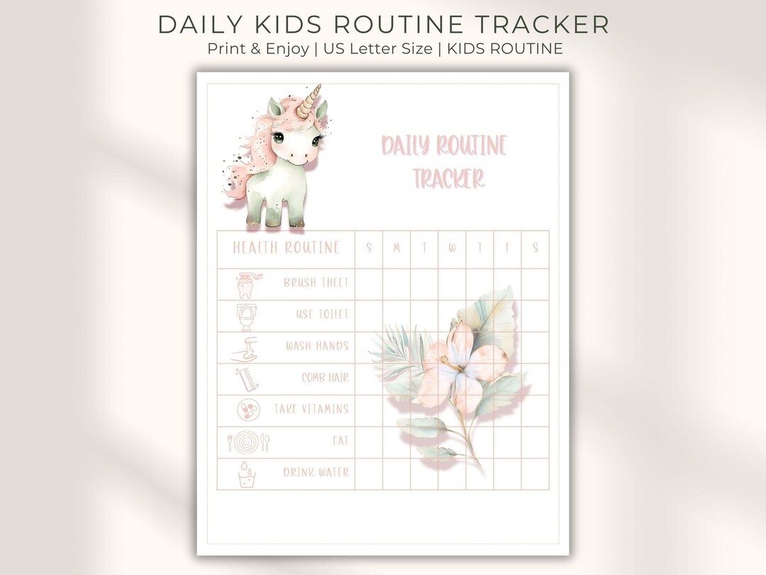 Daily Habit Tracker for Kids - Health Routine Check List - Printable ...