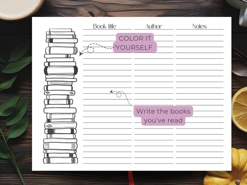 Printable Reading Tracker Coloring Book Log PDF File Digital Download ...