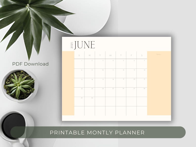 Printable Calendar 2025, Monthly Planner, 12 Pages PDF US Letter ...