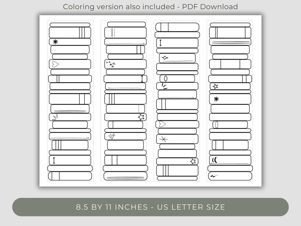 Book Reading Tracker Printable Bookmarks | 4 Designs in 1 PDF Digital ...