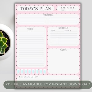 Dots Printable Daily Planner, Today's to Do List, Priorities, Schedule ...
