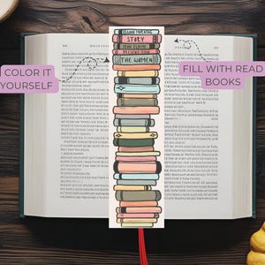 Book Reading Tracker Colorable Printable Bookmarks | 4 Designs - 1 PDF ...