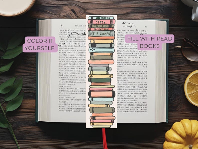 Book Reading Tracker Colorable Printable Bookmarks | 4 Designs - 1 PDF ...