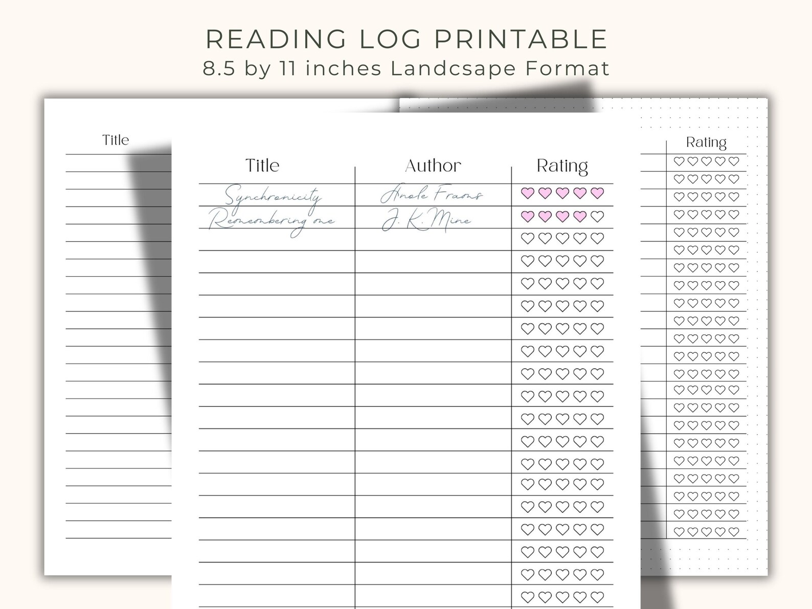 Printable Reading Log Tracker Book Tracker Clean Dotted Design PDF ...