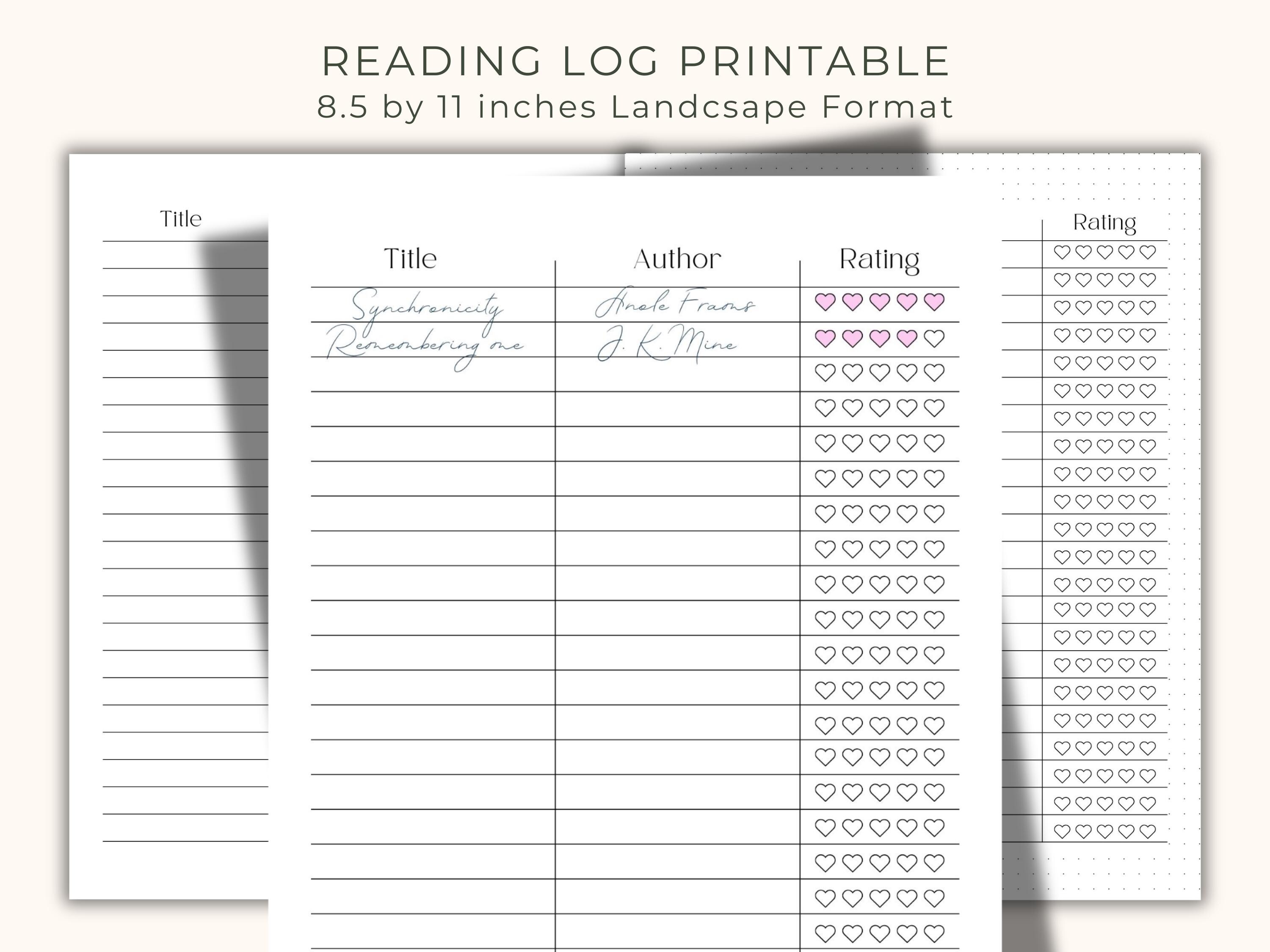 Printable Reading Log Tracker Book Tracker Clean Dotted Design PDF ...