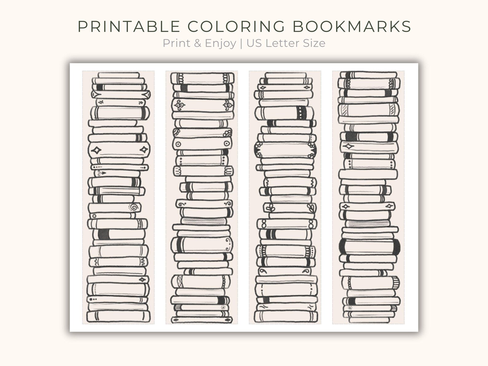 Book Reading Tracker Colorable Printable Bookmarks | 4 Designs - 1 PDF ...