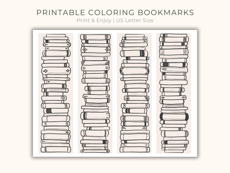 Book Reading Tracker Colorable Printable Bookmarks | 4 Designs - 1 PDF ...