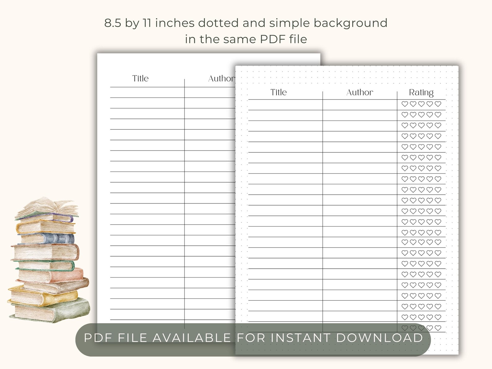 Printable Reading Log Tracker Book Tracker Clean Dotted Design PDF ...