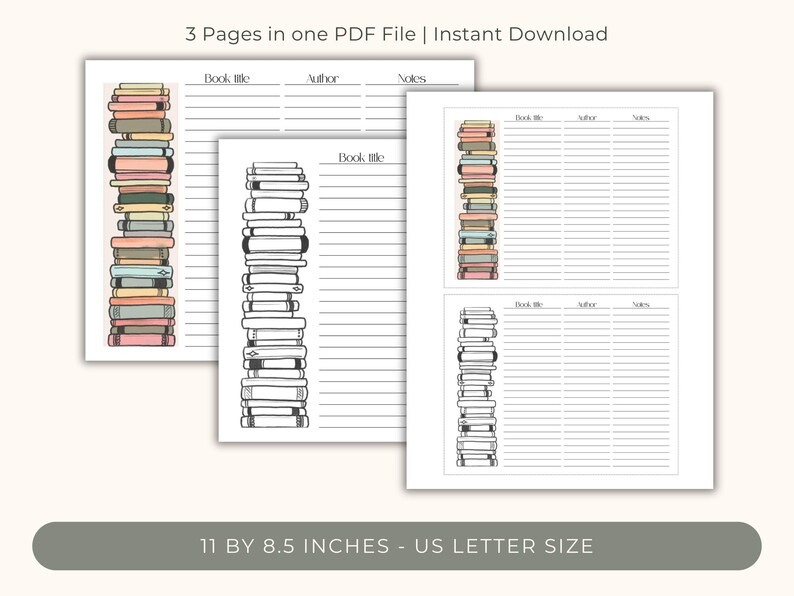 Printable Reading Tracker Coloring Book Log PDF File Digital Download ...