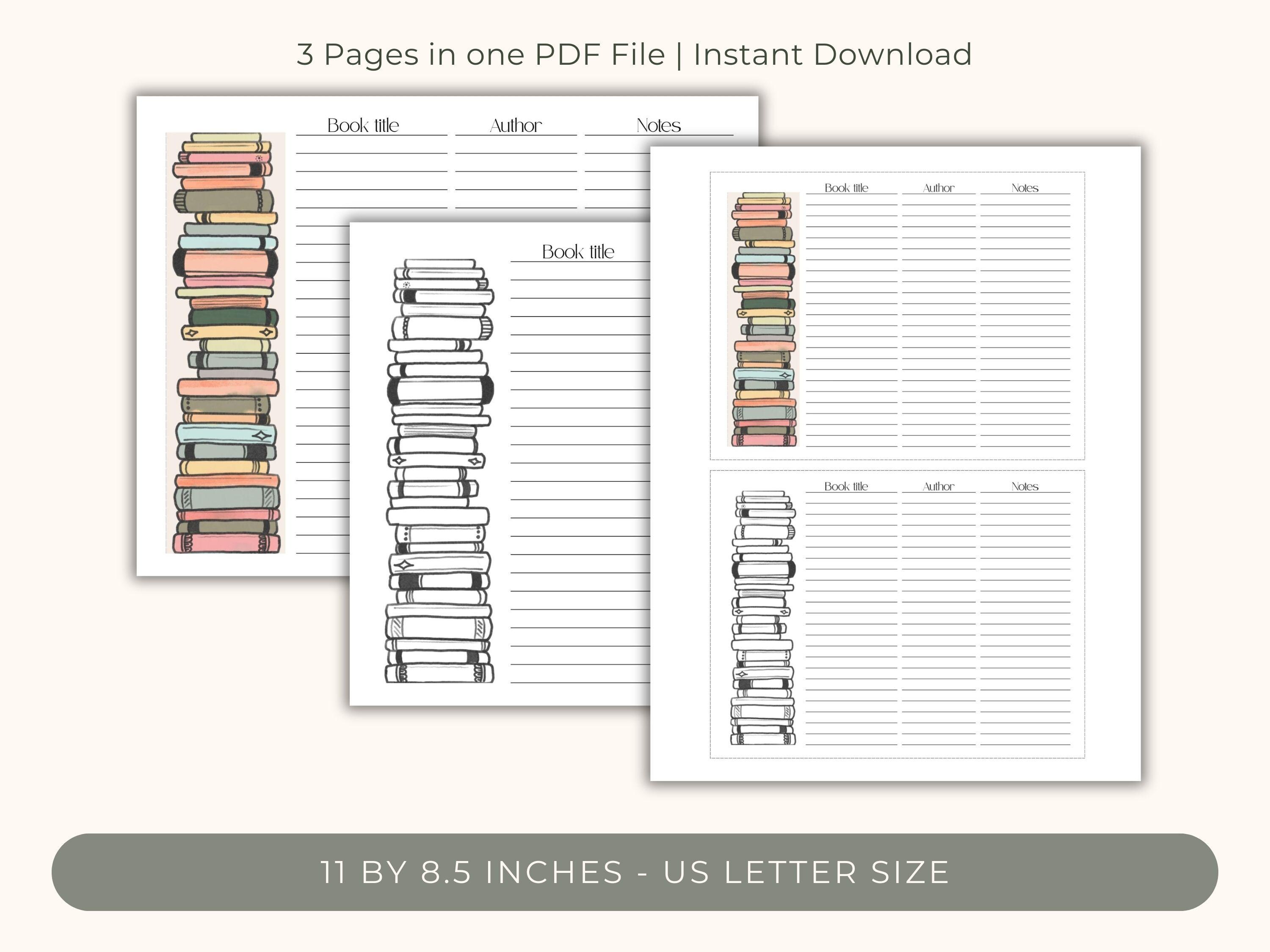 Printable Reading Tracker Coloring Book Log PDF File Digital Download ...