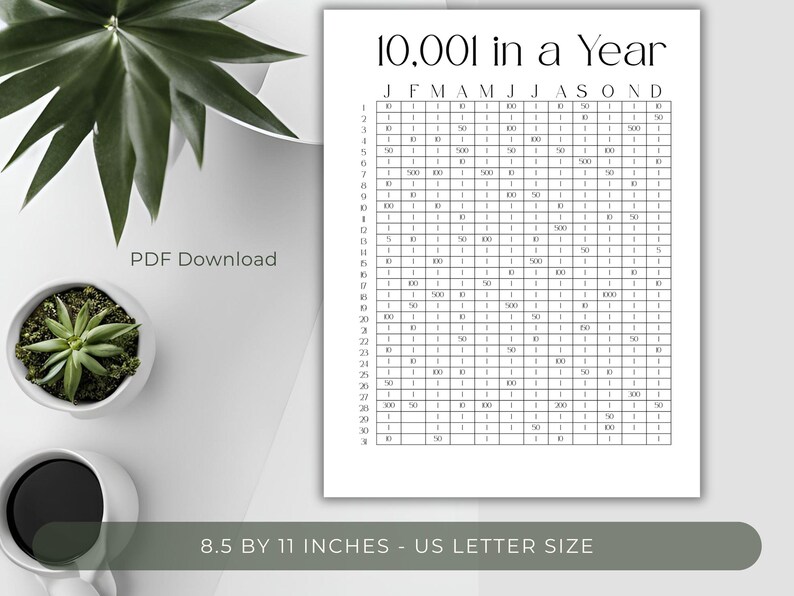 Printable Savings Challenge, 10001 Money Saving PDF, US Letter ...