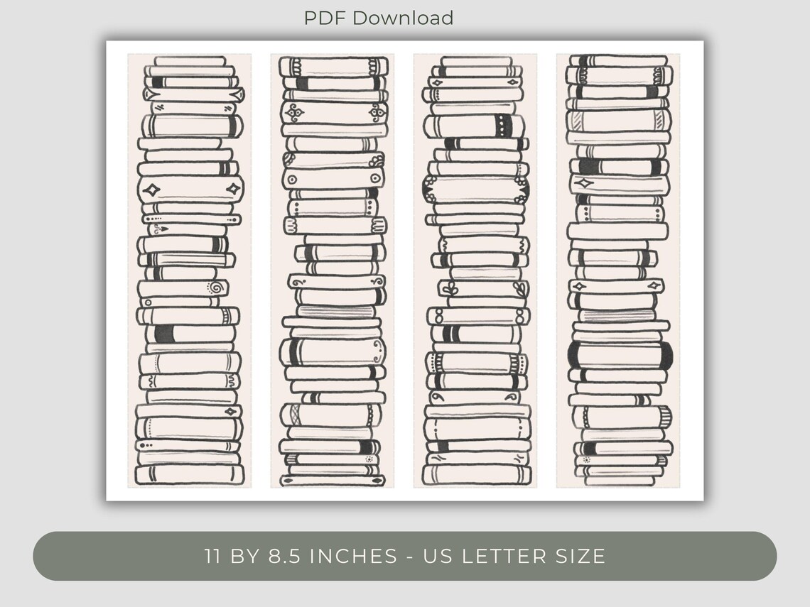 Book Reading Tracker Colorable Printable Bookmarks | 4 Designs - 1 PDF ...