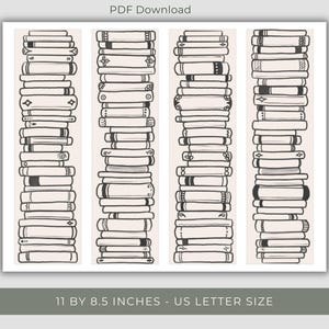 Book Reading Tracker Colorable Printable Bookmarks | 4 Designs - 1 PDF ...