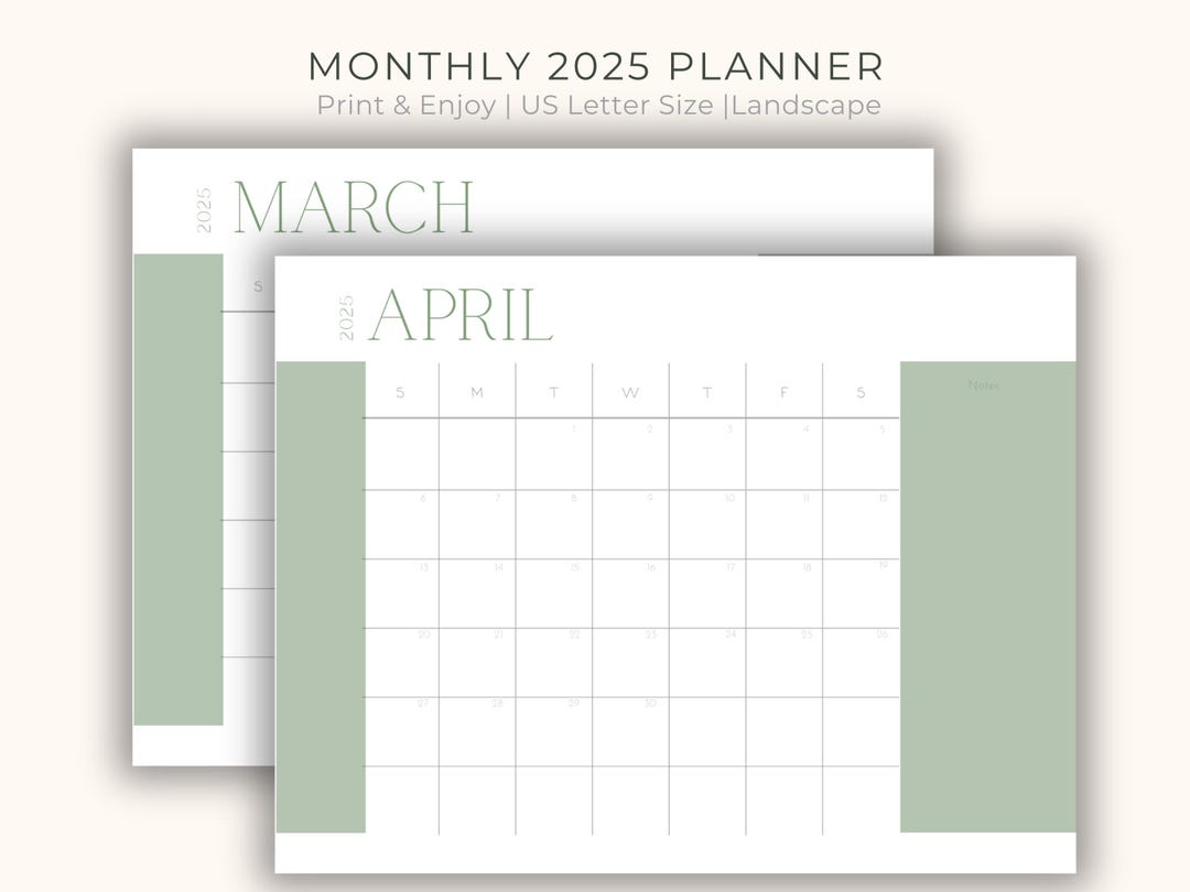 Printable Calendar 2025, Monthly Planner, 12 Pages PDF US Letter ...